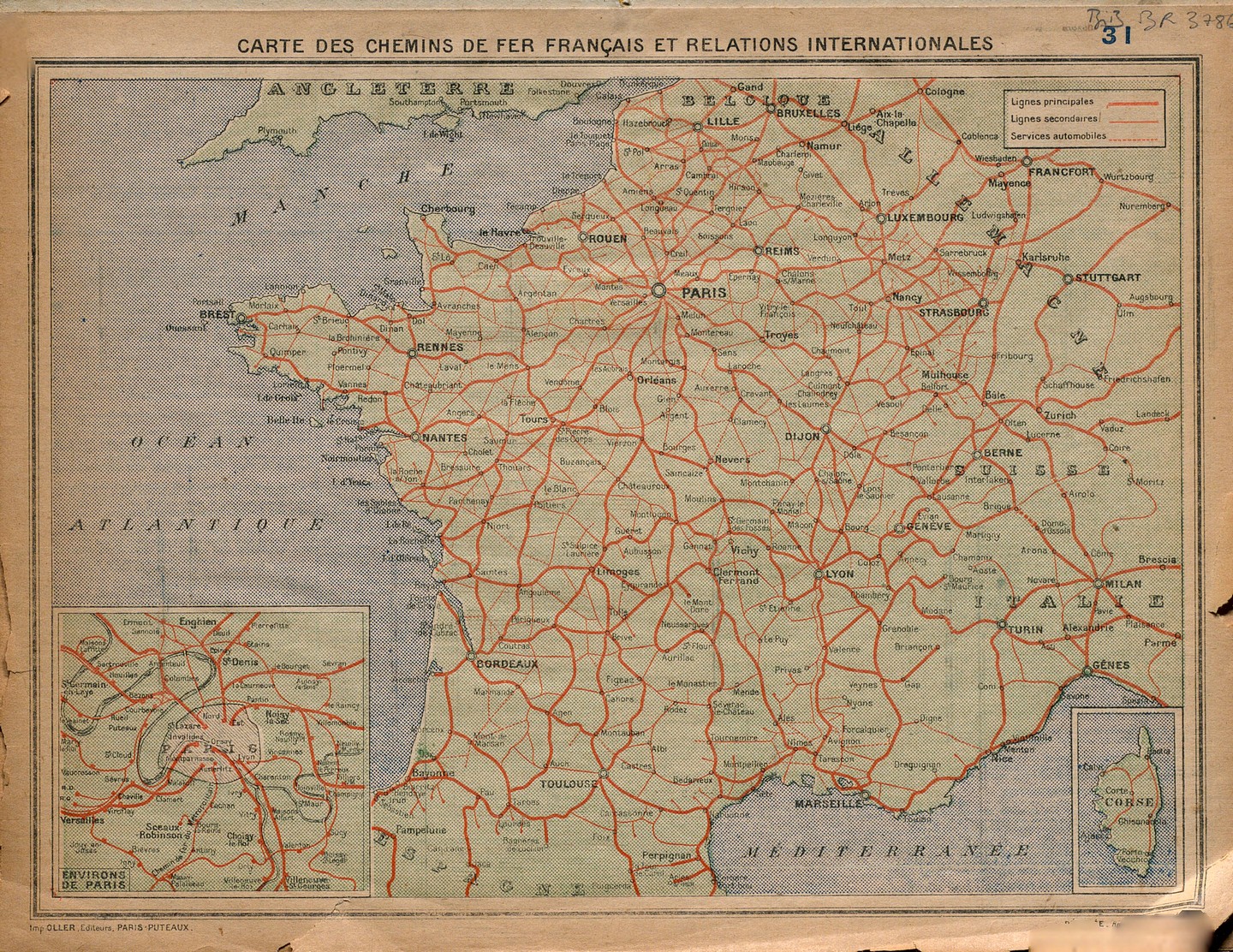 Carte des chemins de fer français (Début XXème siècle). Arch. dép. du ...