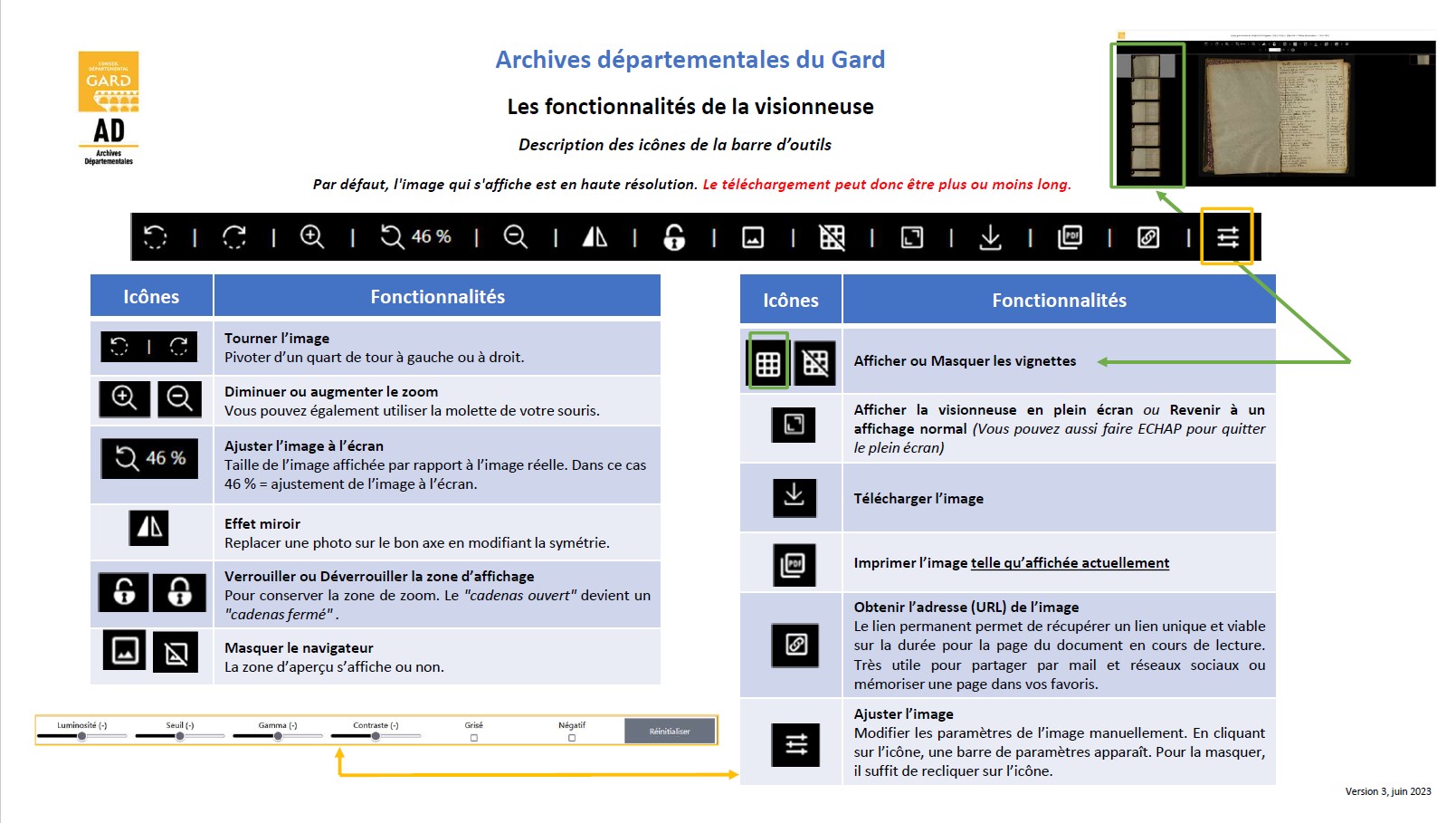 La visionneuse propose de nombreuses fonctionnalités afin de faciliter ...